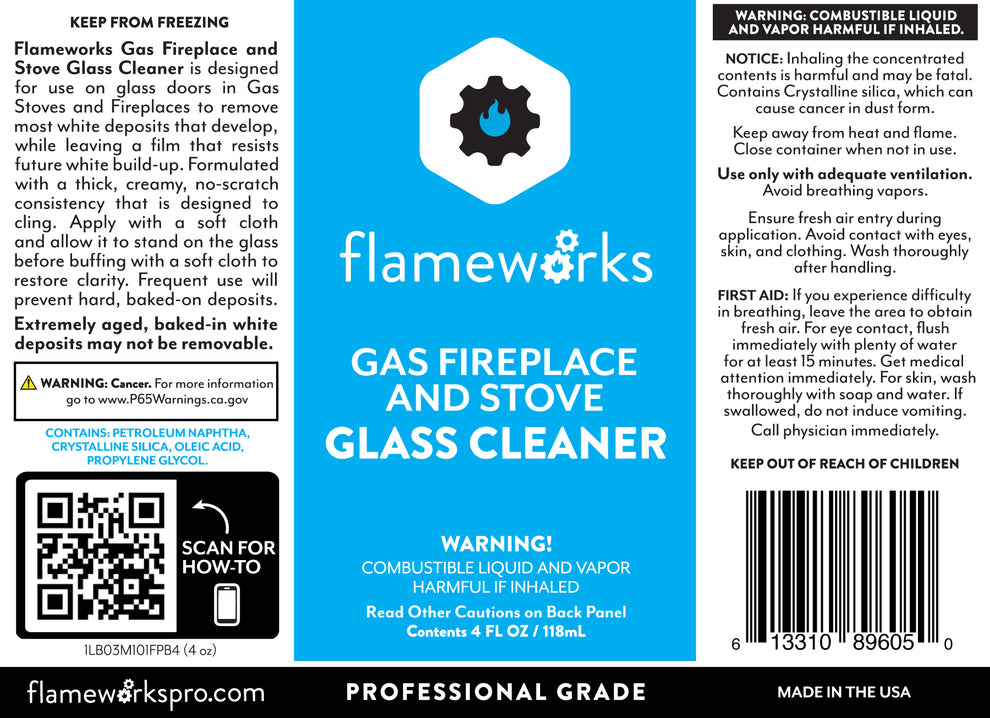 Flameworks 4oz Glass Cleaner – Fire-Parts.com